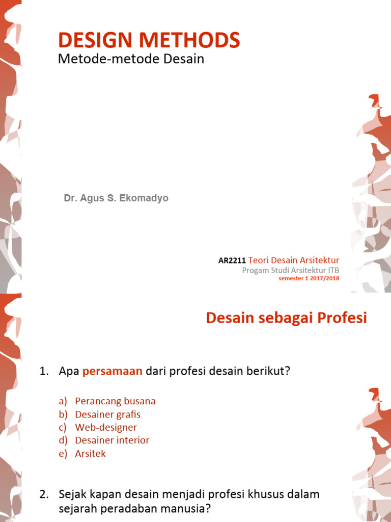 TDA 2019 Kuliah02 Design Methods | PDF | Rationality | Design
