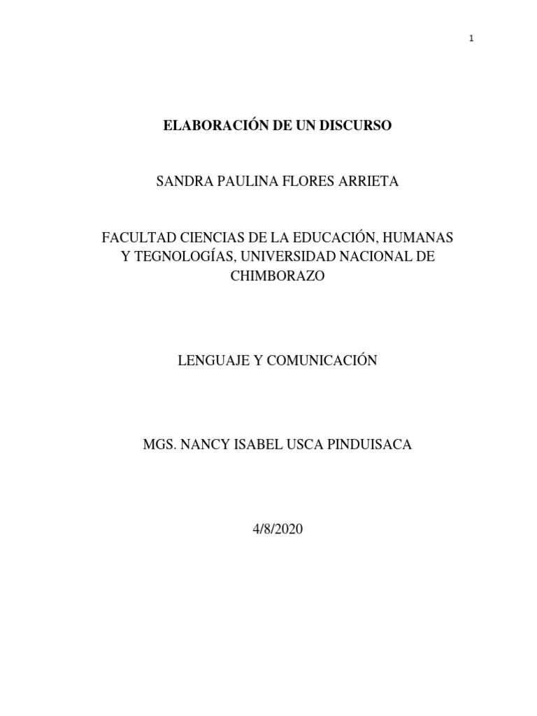 Tarea N.-11 Elaboración de Un Discurso | PDF | Enseñando | Aprendizaje