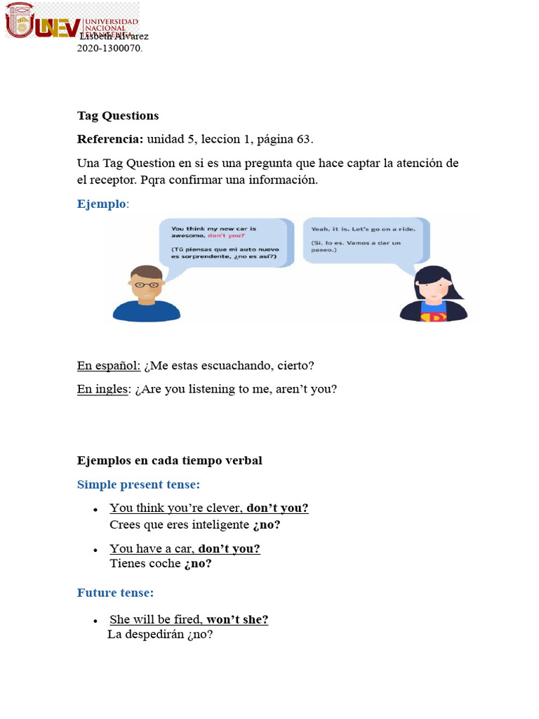 Understanding Tag Questions and Conditional Tenses | PDF | Syntax | Linguistic Morphology