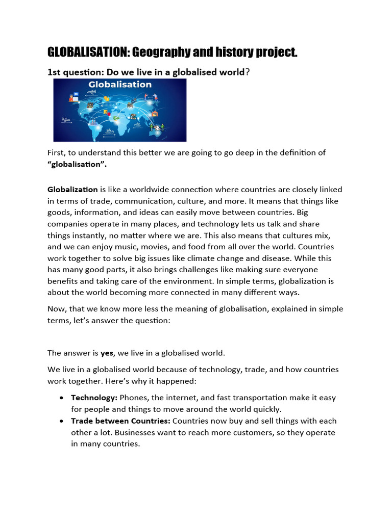 GLOBALISATION Geography and History Project | Download Free PDF ...