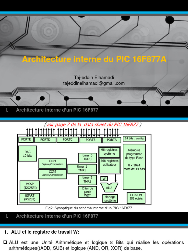 Architecture Interne Du PIC16F877A | PDF | Pointeur (programmation) | Processeur