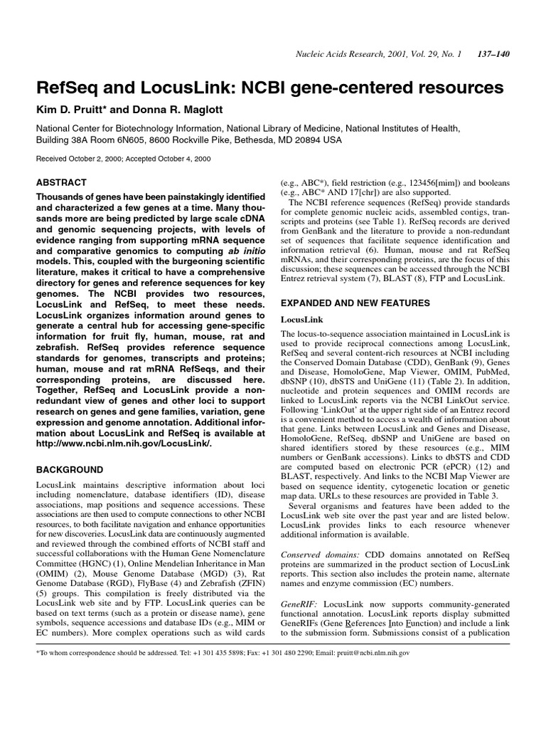 GKE024 | PDF | National Center For Biotechnology Information | Genetics