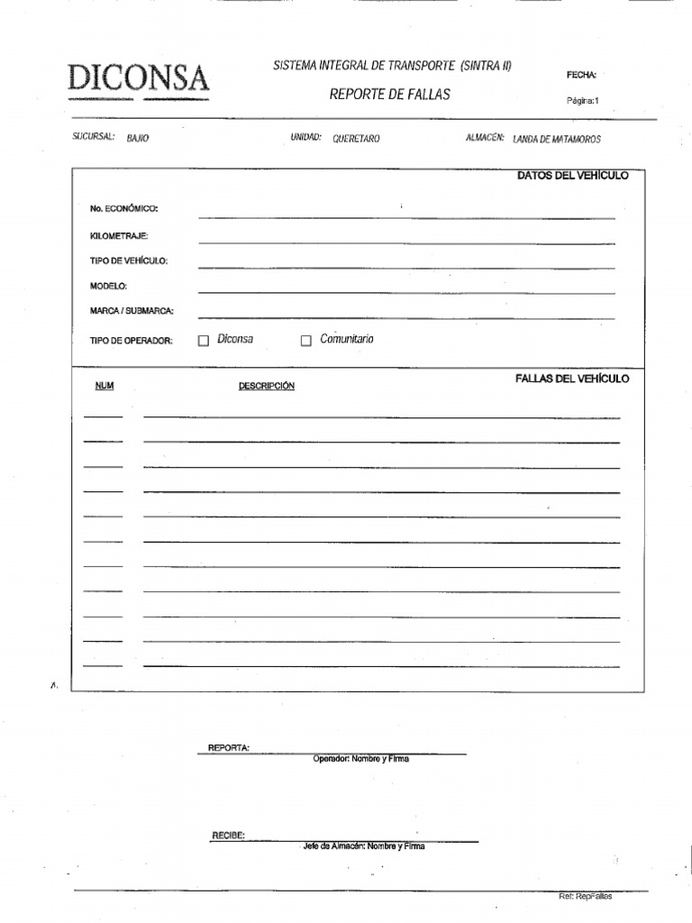 Reporte de Fallas | PDF