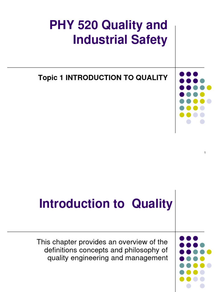 Topic 1. Introduction To Quality | PDF | Quality (Business) | Business
