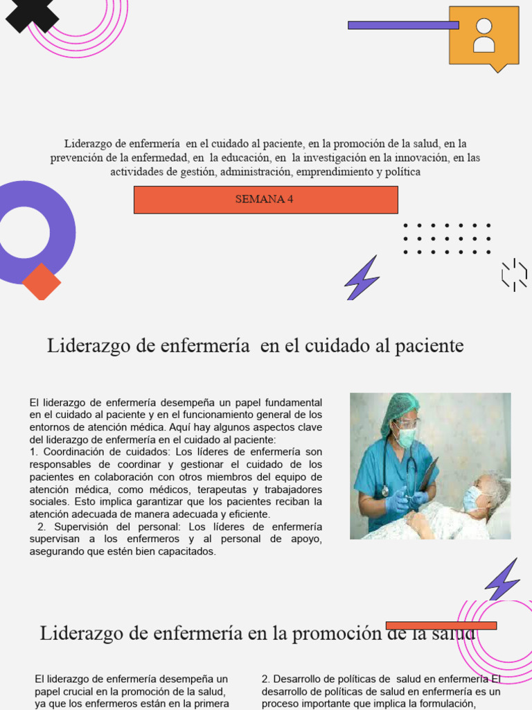 Semana 4 Liderazgo en Enfermeria en Distintos Ambitos | PDF | Enfermería | Liderazgo