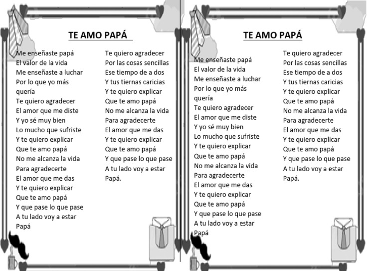 Te Amo Papá | PDF | Cocina, comidas y vino | Artes del Lenguaje y ...