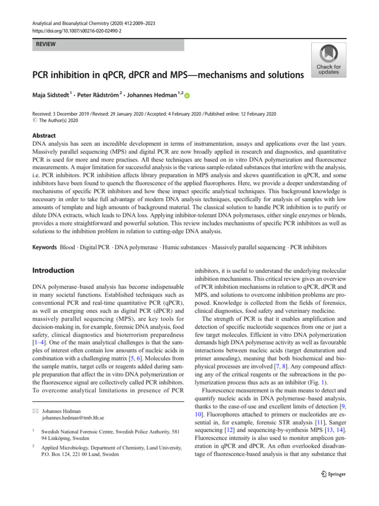 PCR inhibition | PDF | Polymerase Chain Reaction | Real Time Polymerase ...