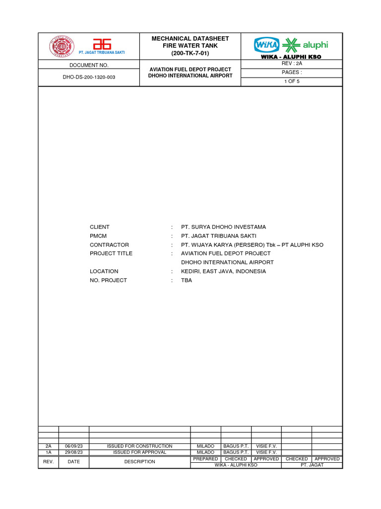 DHO-DS-200-1320-003 Mechanical Datasheet Fire Water Tank | Download Free PDF | Mechanical ...