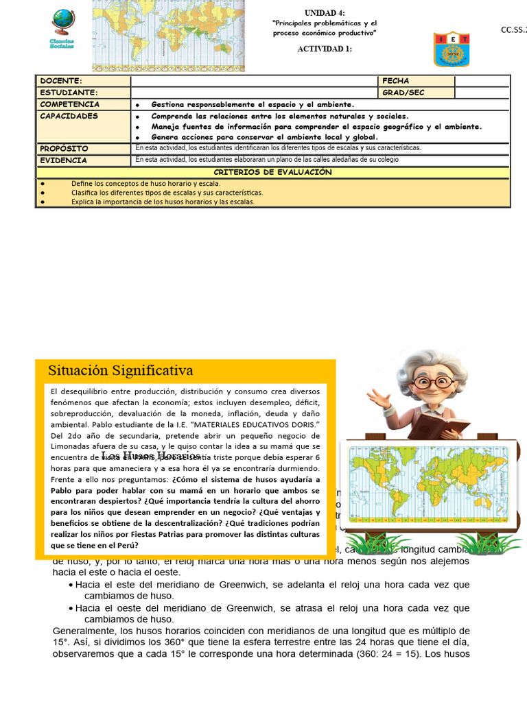 2° CC.SS. FICHA DE ACTIVIDAD - UNIDAD 4- SEMANA 1 (2) | PDF | Hora