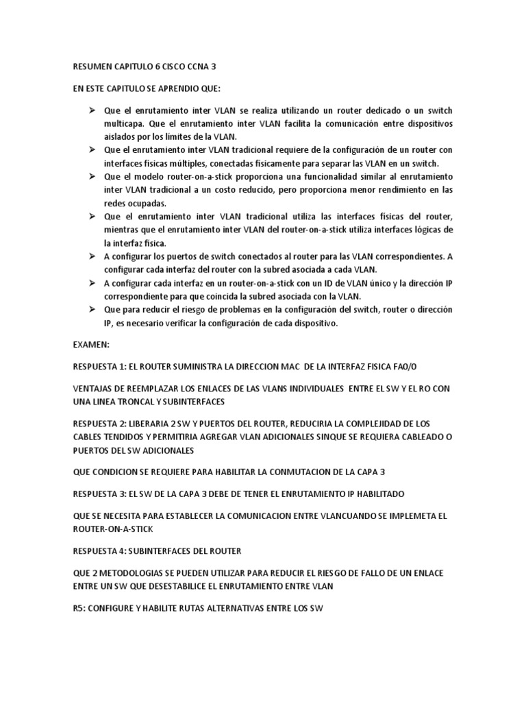 Resumen Capitulo 6 Cisco Ccna 3 Pdf Estándares De Red Cisco Systems