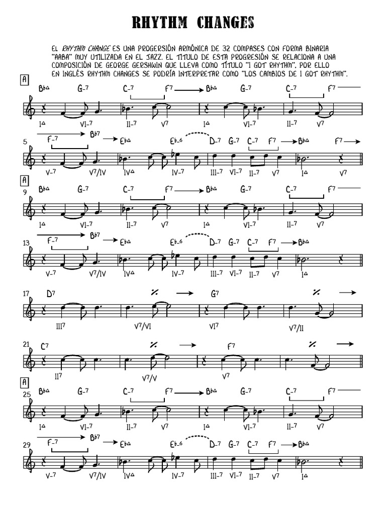 Progresiones de Jazz: Rhythm Changes | PDF | Musica Popular | Jazz