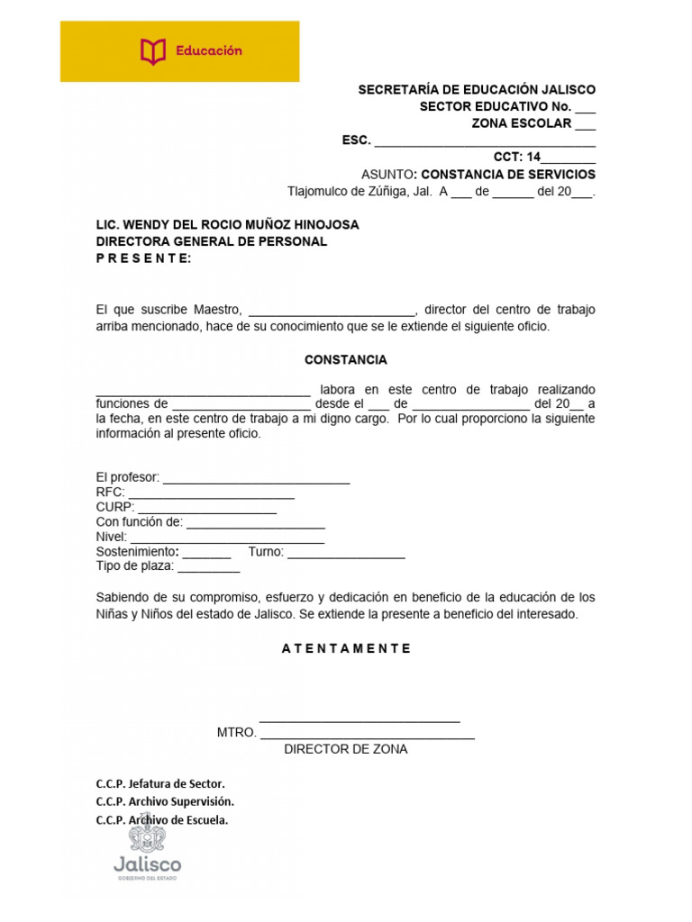 Ejemplo de Constancia para Cambio | PDF
