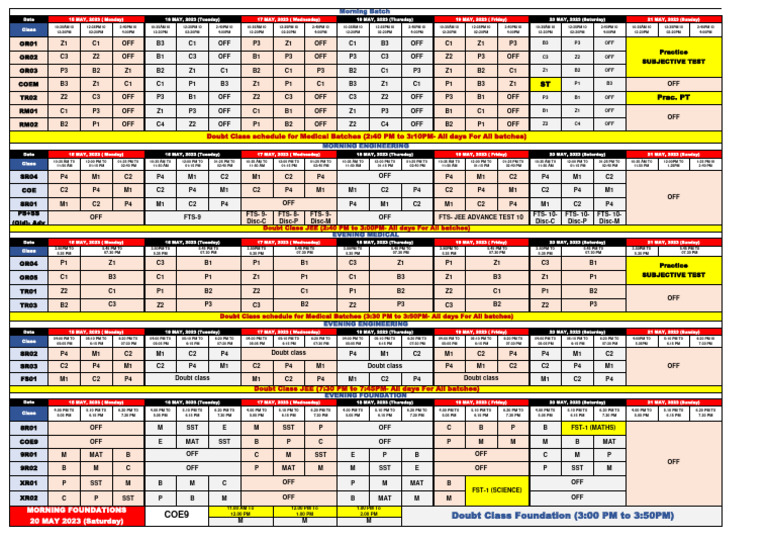 TIME TABLE - 15 May - 21 May 2023 | PDF