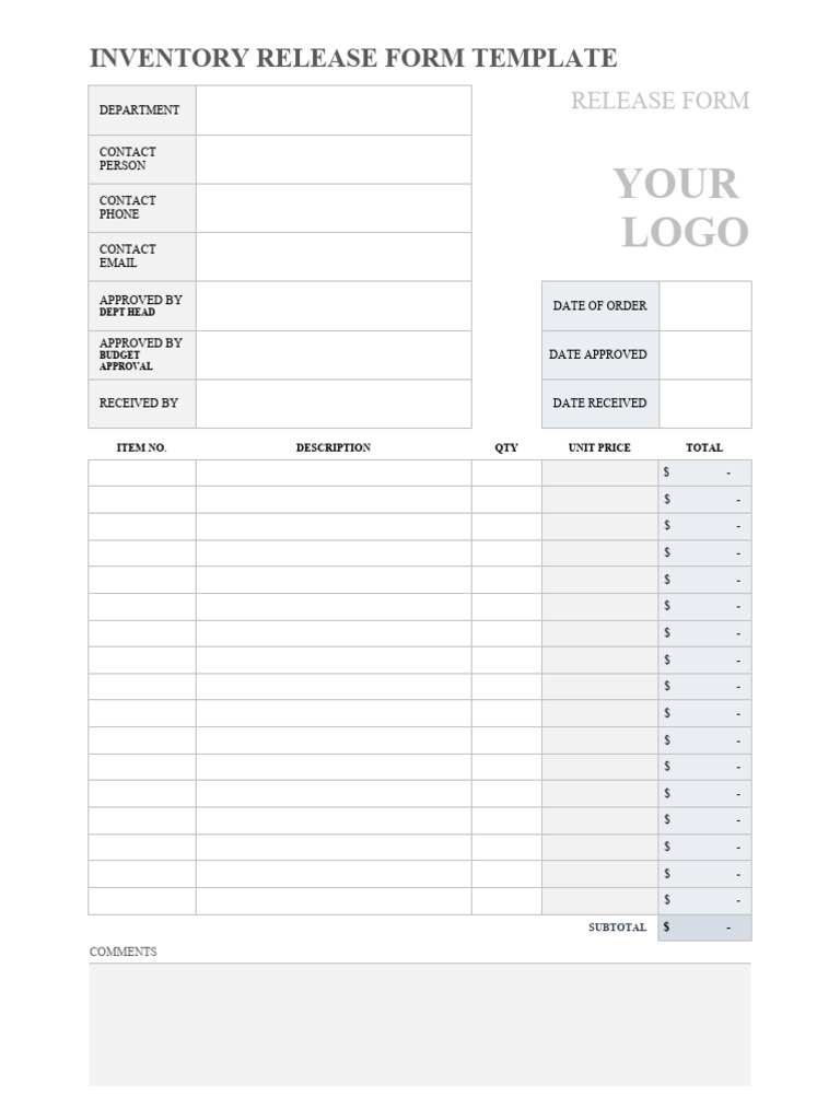IC Inventory Release Form 11311 | PDF