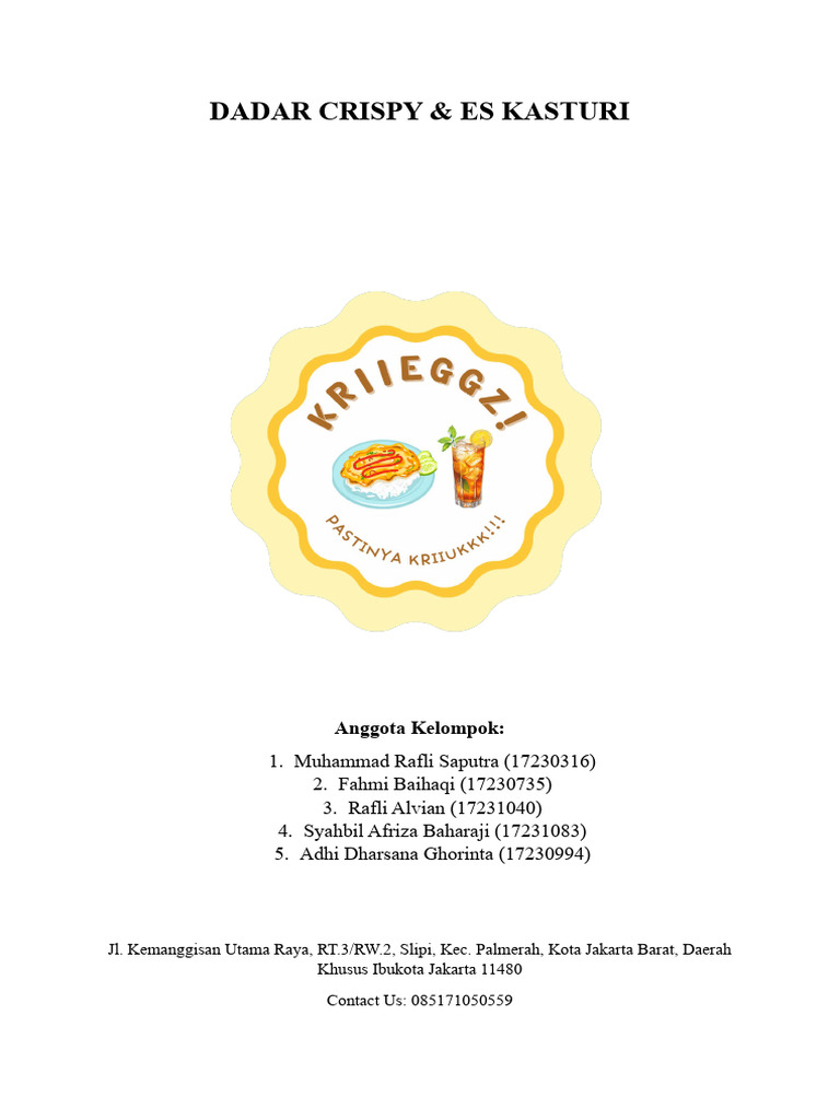 Dadar Crispy dan Es Kasturi Kriieggz | PDF
