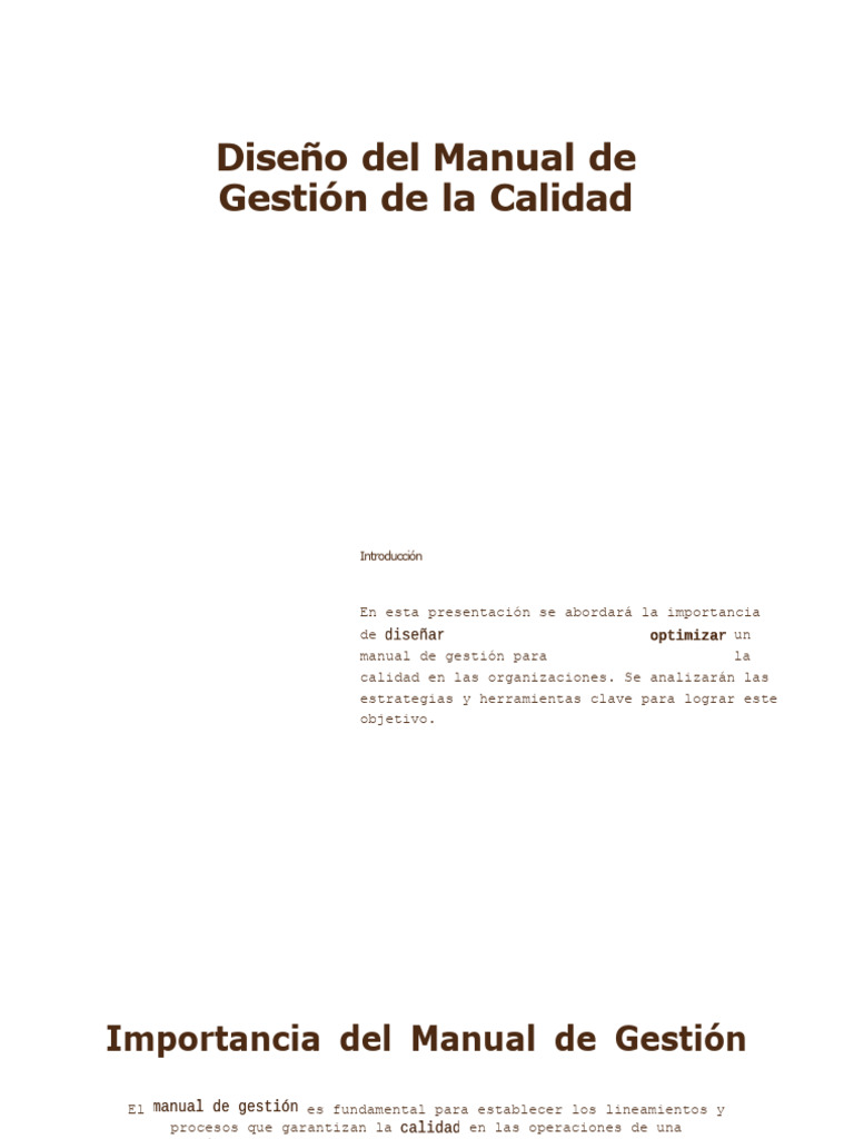 Diseño del Manual de Gestión de la Calidad | Descargar gratis PDF | Gestión de la calidad ...