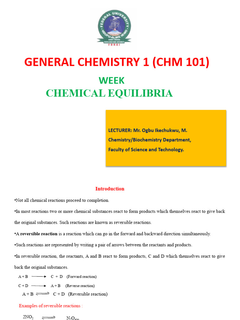 CHM 101 (Chemical Equilibrium) - 1 | PDF | Solubility | Chemical ...