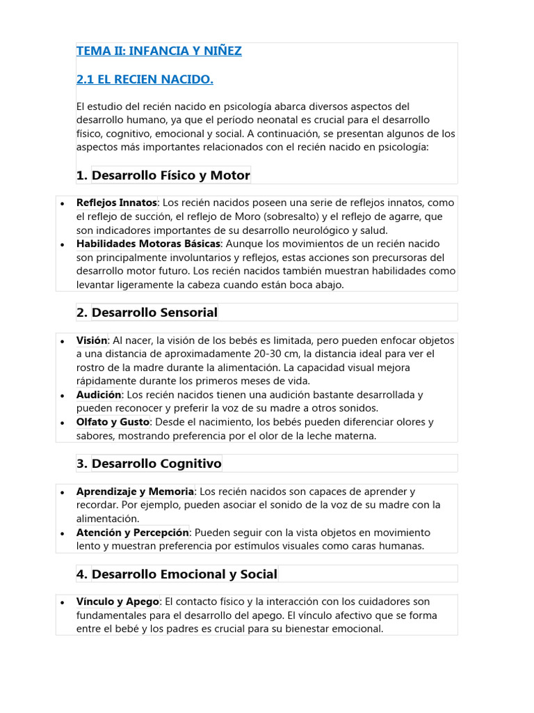 Tema Ii Infancia Y Niñez Pdf Temperamento Las Emociones