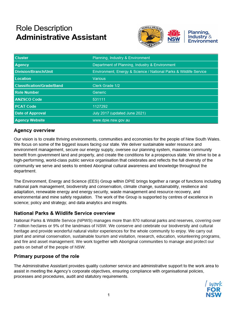 Administrative Assistant Role Overview | PDF | Procurement | Regulatory ...