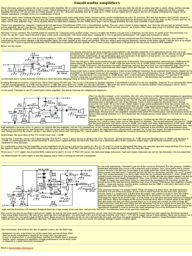 Small Audio Amplifiers | PDF | Amplifier | Distortion