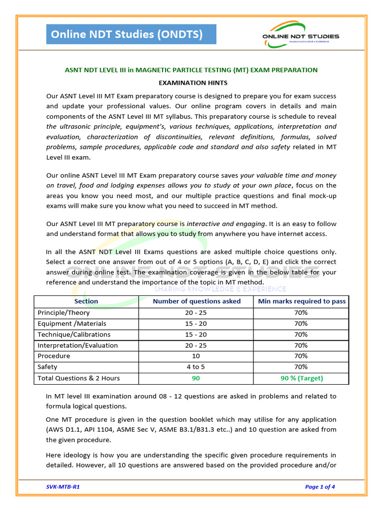 Introduction To ASNT MT Level III | PDF | Nondestructive Testing
