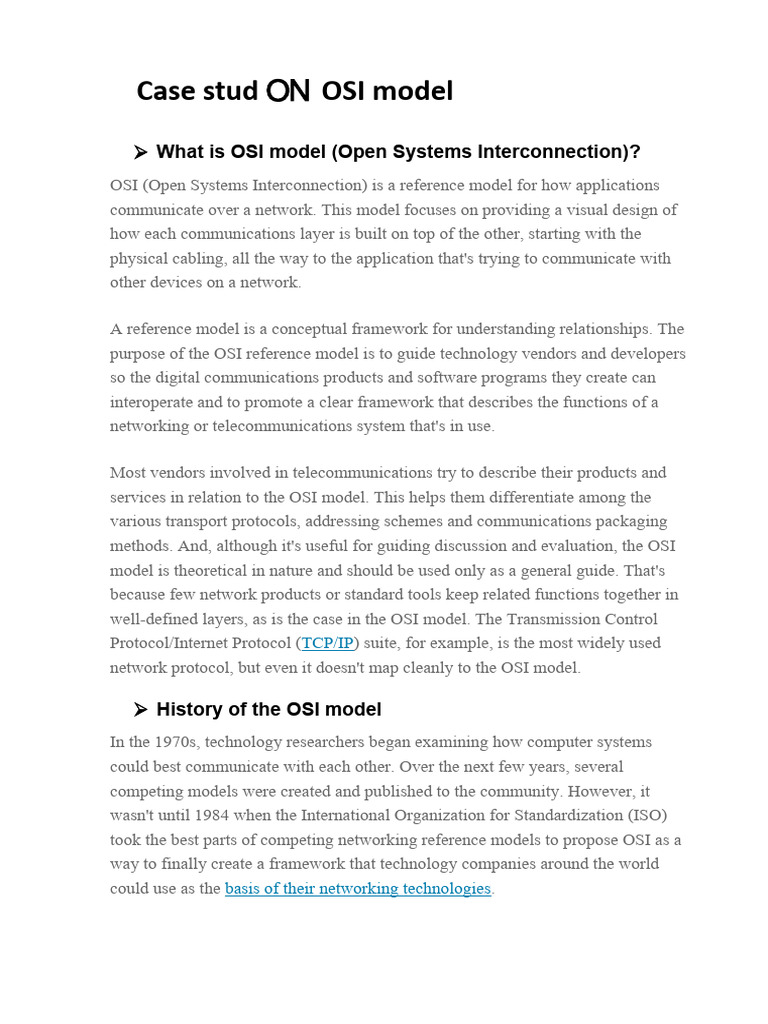 Case Study On Any One Layer of OSI Model | PDF | Osi Model | Internet Protocol Suite