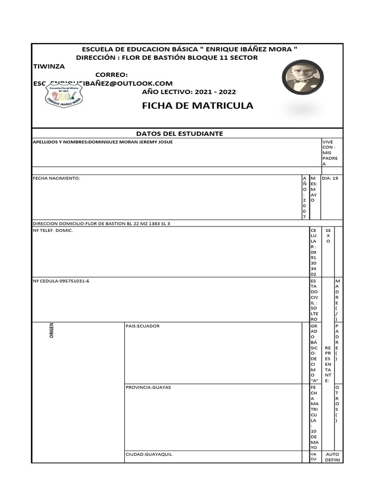 Ficha de Matricula | PDF