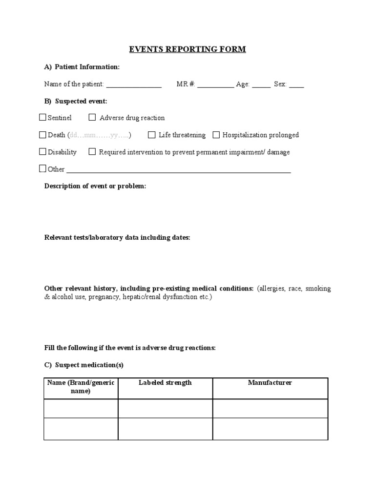 Events Reporting Form | PDF | Science & Mathematics