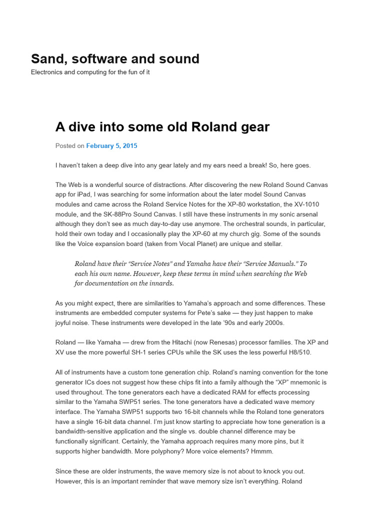 A Dive Into Some Old Roland Gear - Sand, Software and Sound | PDF ...