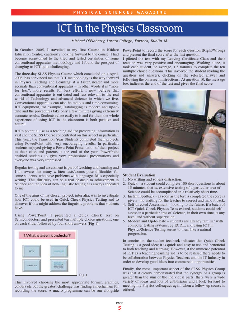 ICT in Physics MOF | Download Free PDF | Educational Technology | Teachers