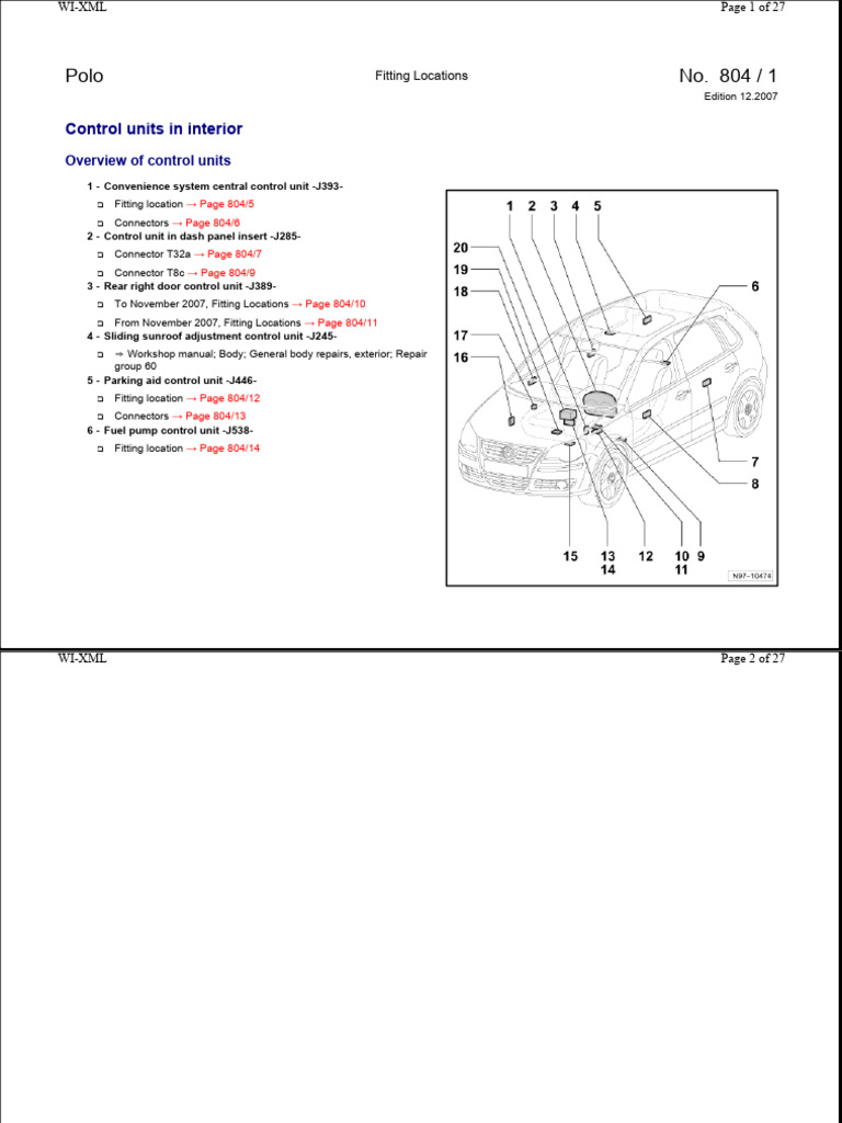 Polo Control Unit Fitting Locations | PDF | Airbag | Car Manufacturers