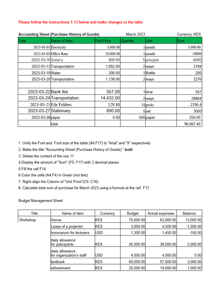 March 2023 Accounting and Budget Sheet | PDF