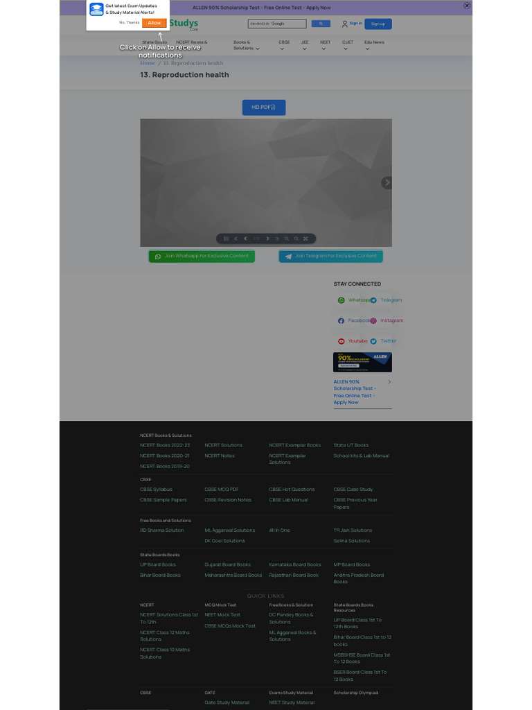 Reproduction Health: Click On Allow To Receive Noti Cations | PDF ...