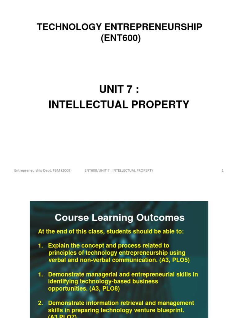 Intellectual Property Basics for Entrepreneurs | PDF | Trademark | Patent