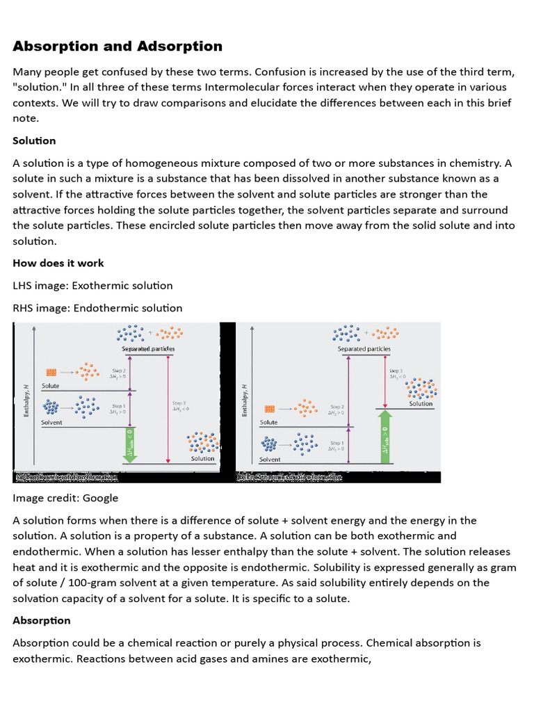 Absorption and Adsorption | PDF | Adsorption | Gases