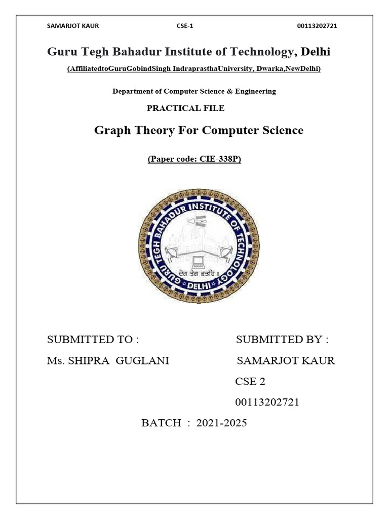Graph Theory Practical File CSE 2021 | PDF | Computational Problems ...