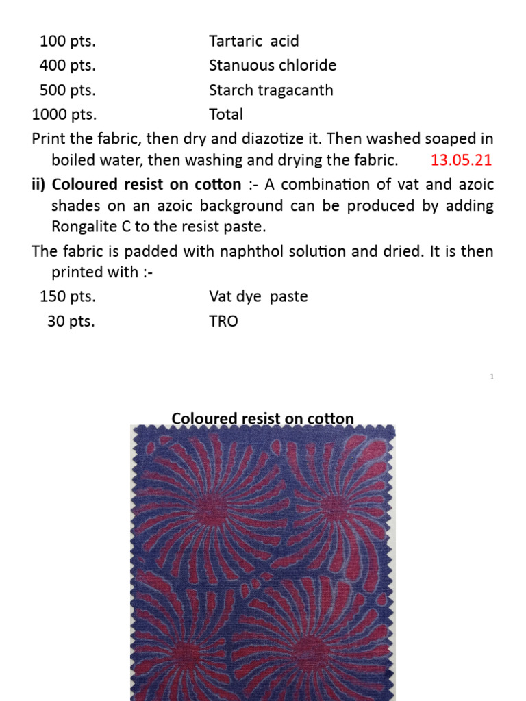Textile Printing Techniques and Recipes | PDF | Dyeing | Dye