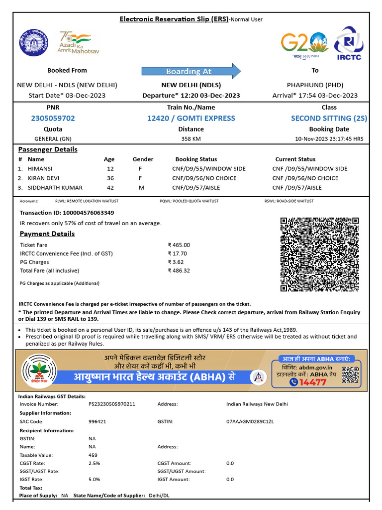 Train Ticket | PDF | Identity Document