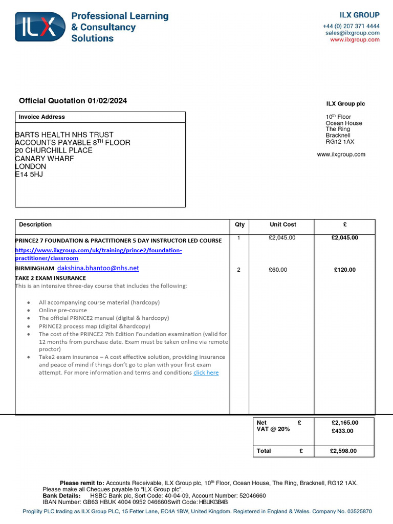 WXH - ILX Group PLC - PRINCE2 7 FOUNDATION & PRACTITIONER 5 DAY ...