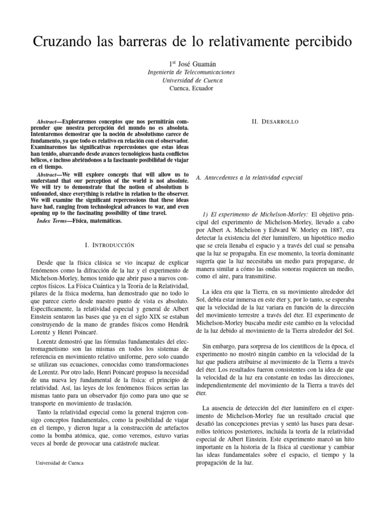 Cruzando Las Barreras de Lo Relativamente Percibido | PDF | Éter ...
