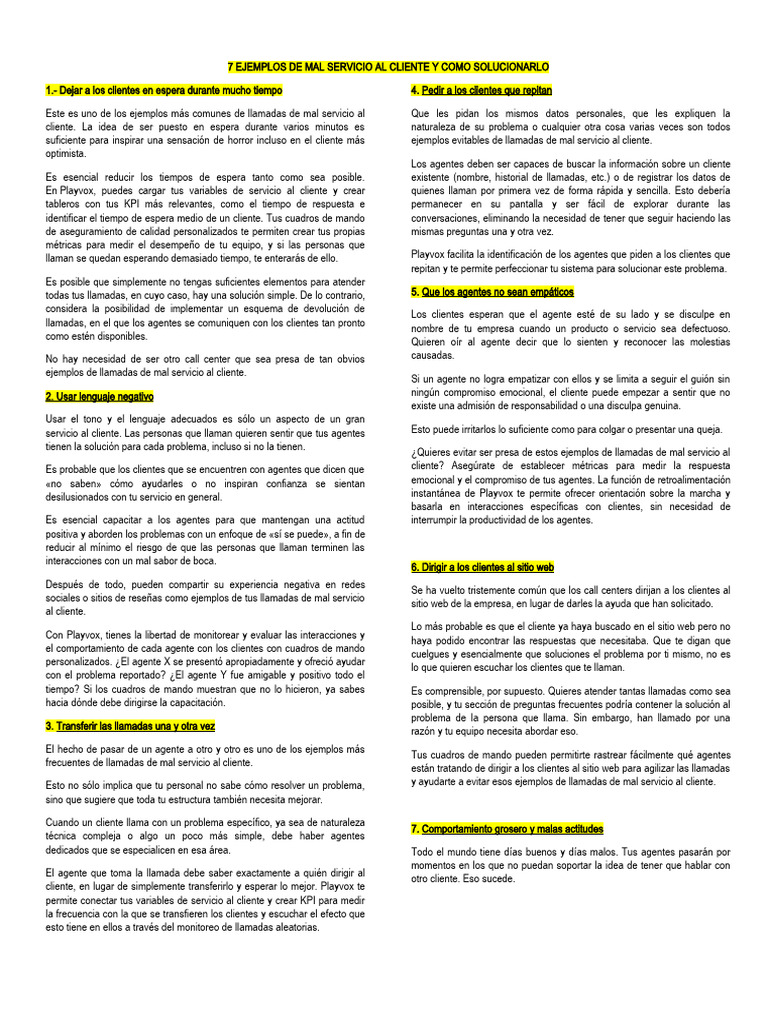 Imprimir 7 Ejemplos de Mal Servicio Al Cliente y Como Solucionarlo ...