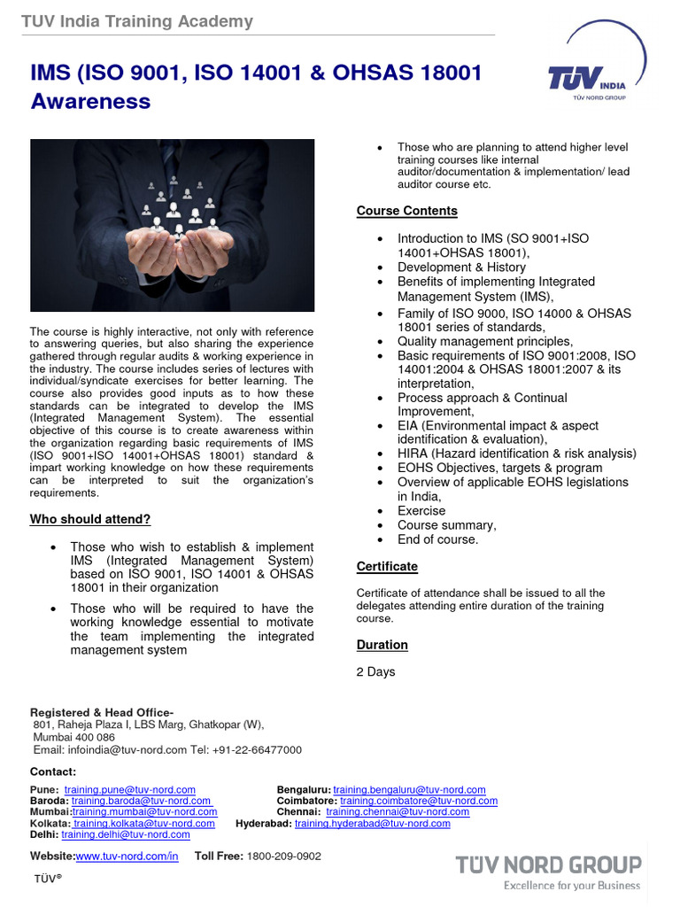 IMS QMS EMS OHSAS Awareness | PDF | Iso 9000 | Business