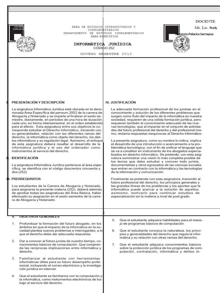 252 Programa Informatica Juridica. | PDF | Evaluación | Informática