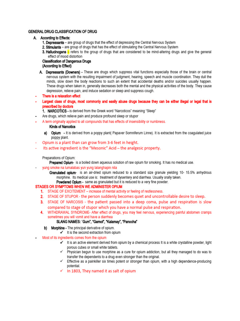 Drug Classification Overview | PDF | Morphine | Cannabis