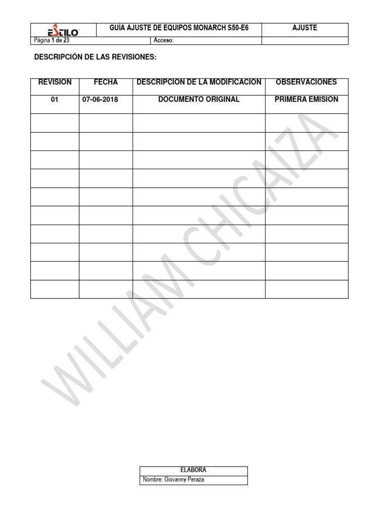 Guia Ajuste De Equipos Monarch S50 E6 William Chicaiza Pdf
