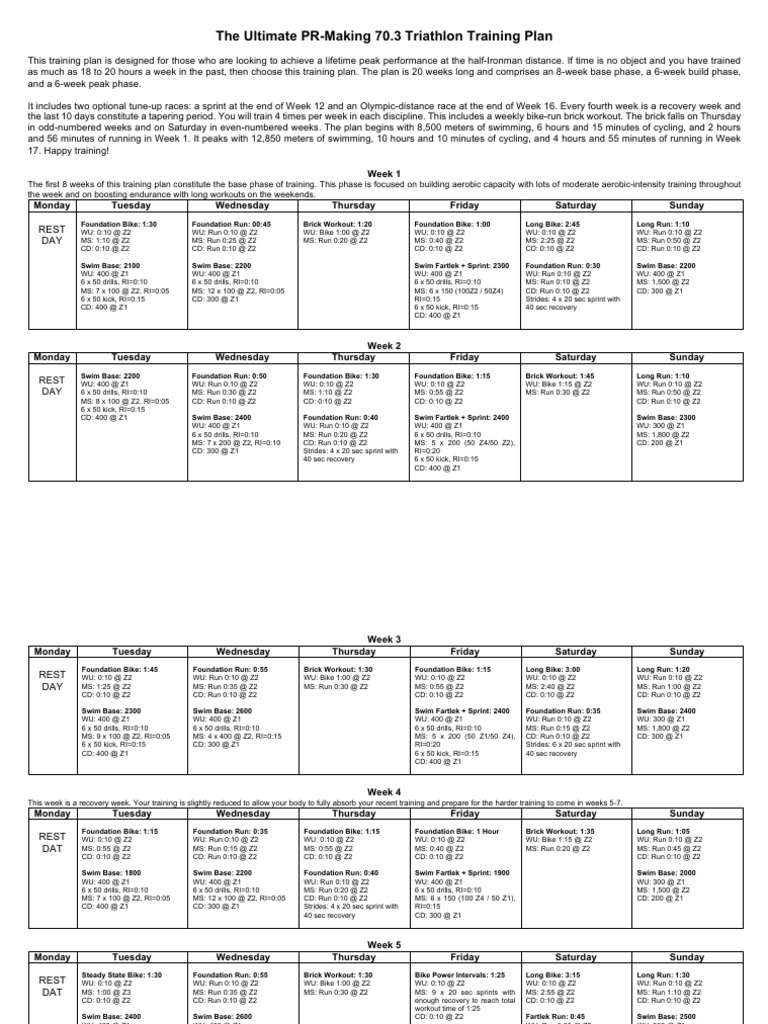 Ultimate 70.3 Training Plan | PDF | Triathlon | Athletic Sports