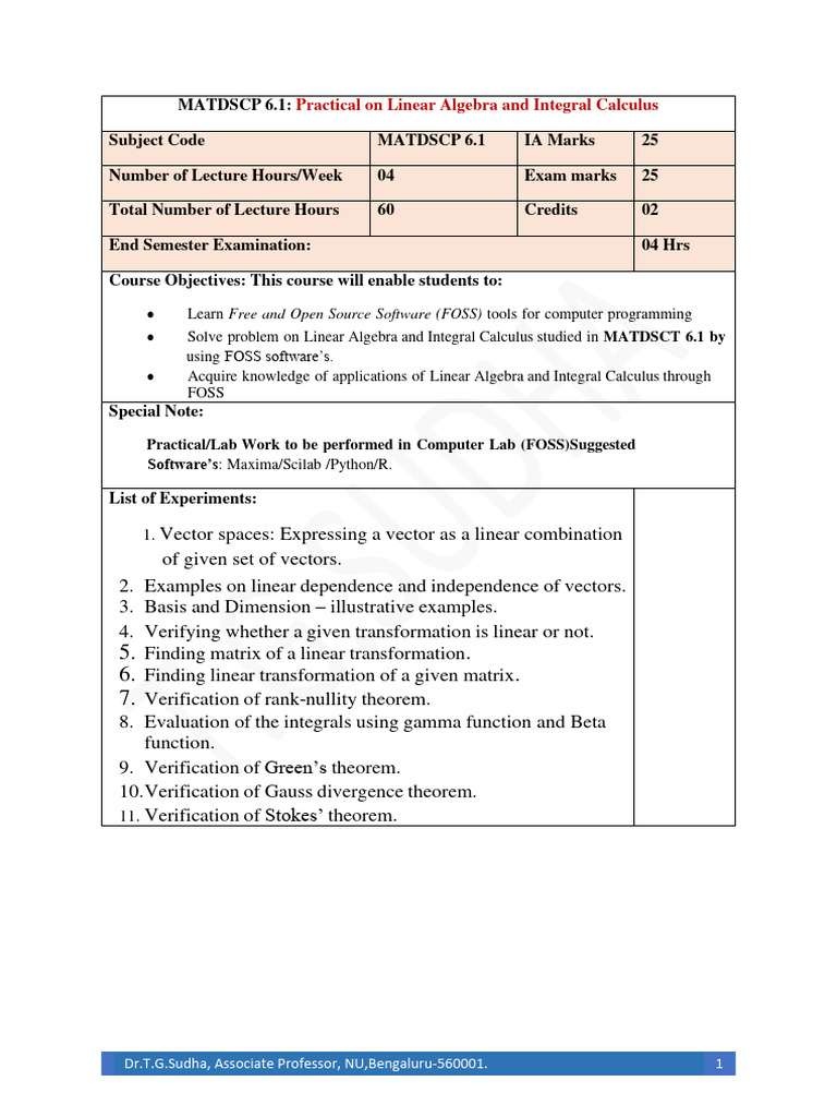 Lab Manual - NEP - MATDSCP 6.1 | PDF | Linear Subspace | Basis (Linear Algebra)