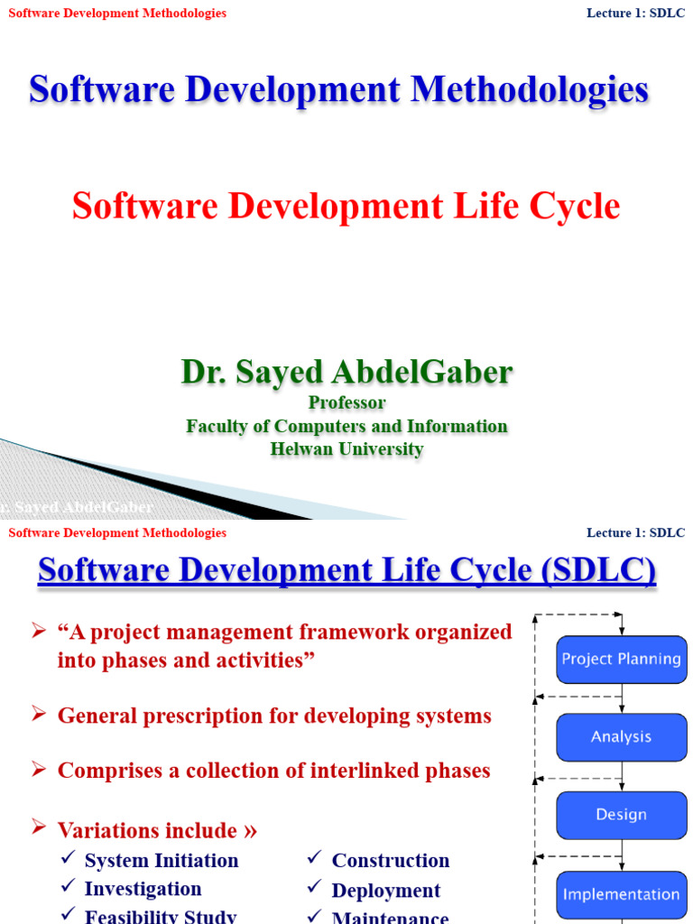 Lecture 1 - Software Development Methodologies - SDLC | PDF | Software Development Process | System