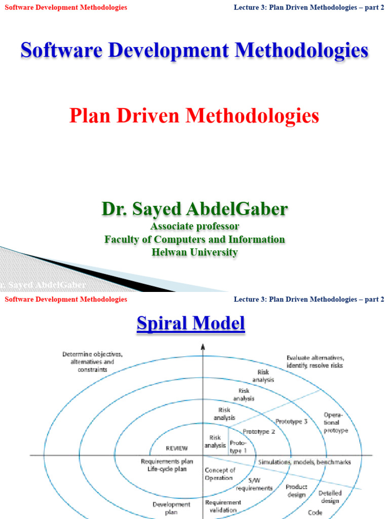 Lecture 3 - Software Development Methodologies - Plan Driven Methods - Part 2 | PDF | Software ...