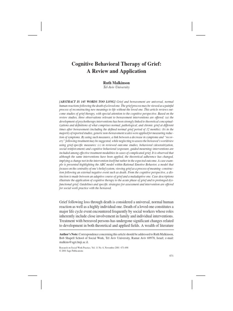 298034309 Cognitive Behavioral Therapy of Grief | Download Free PDF | Grief | Cognitive ...